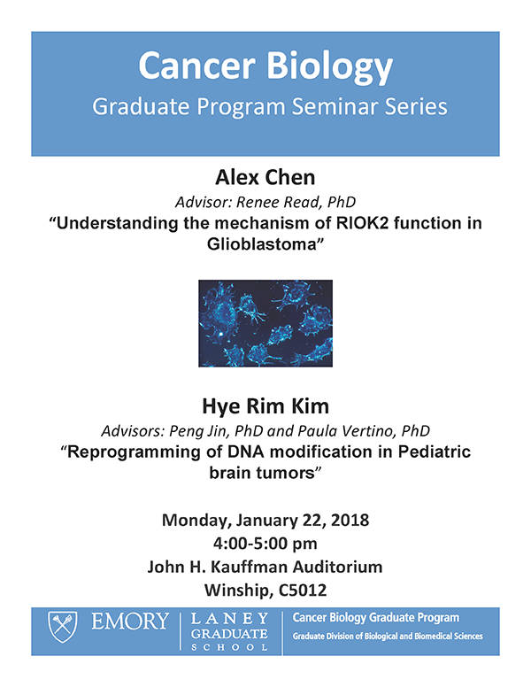 Cancer Biology Graduate Program Seminar - Alex Chen and Hye Rim Kim