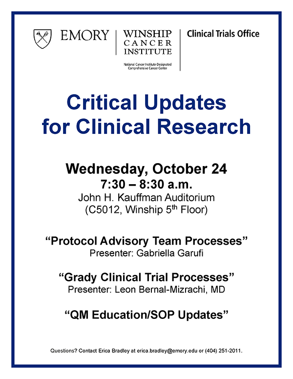 Critical Updates for Clinical Research - "Protocol Advisory Team ...